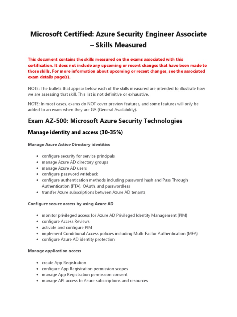 Microsoft Certified: Azure Security Engineer Associate - Skills ...