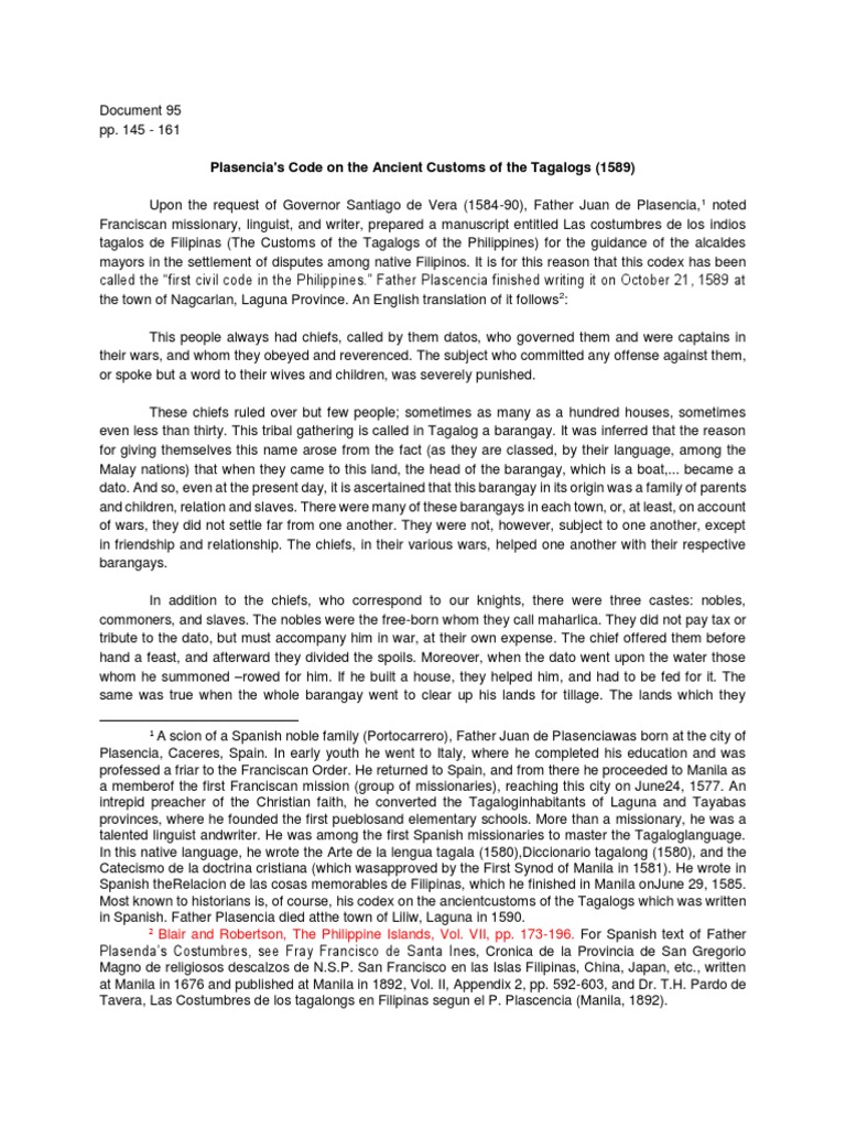 Ancient Tagalog Customs Code (1589) | PDF | Wife | Debt