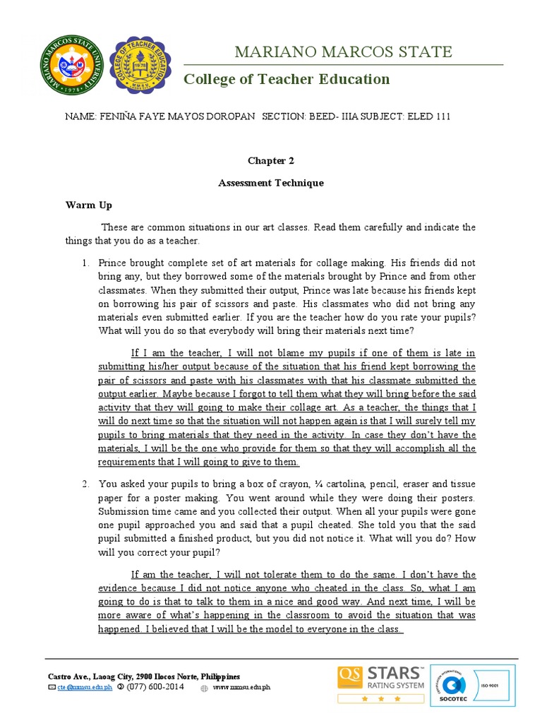 Chapter 2 Assessment Technique | PDF | Educational Assessment | Teachers