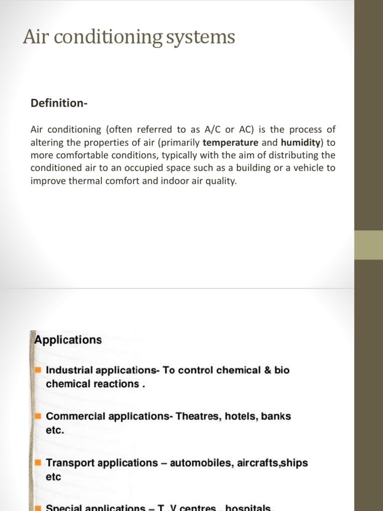 Air Conditioning Systems: Definition | PDF