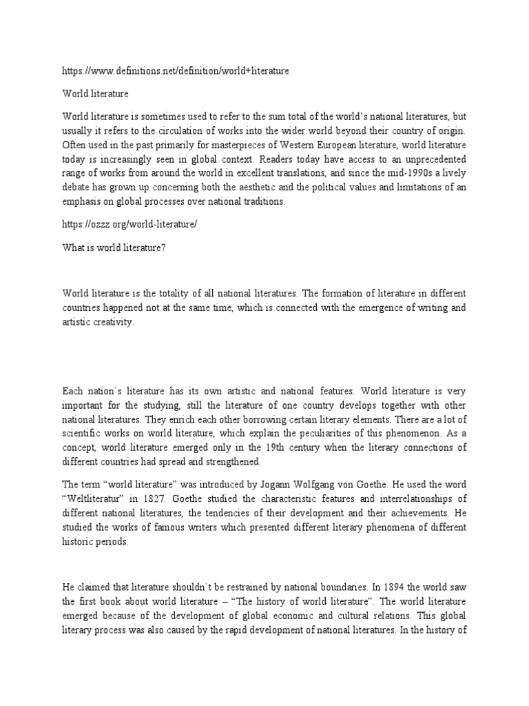 Understanding the Definition and Scope of World Literature | PDF