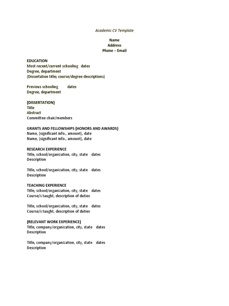 Academic CV Template Guide | PDF | Art | Computers