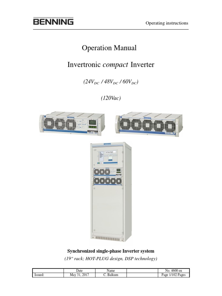 Operation Manual Invertronic Compact Inverter: Operating Instructions ...