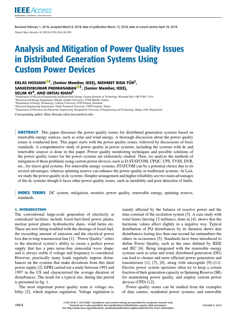 Power Quality in Renewable Systems | PDF | Wind Power | Distributed ...