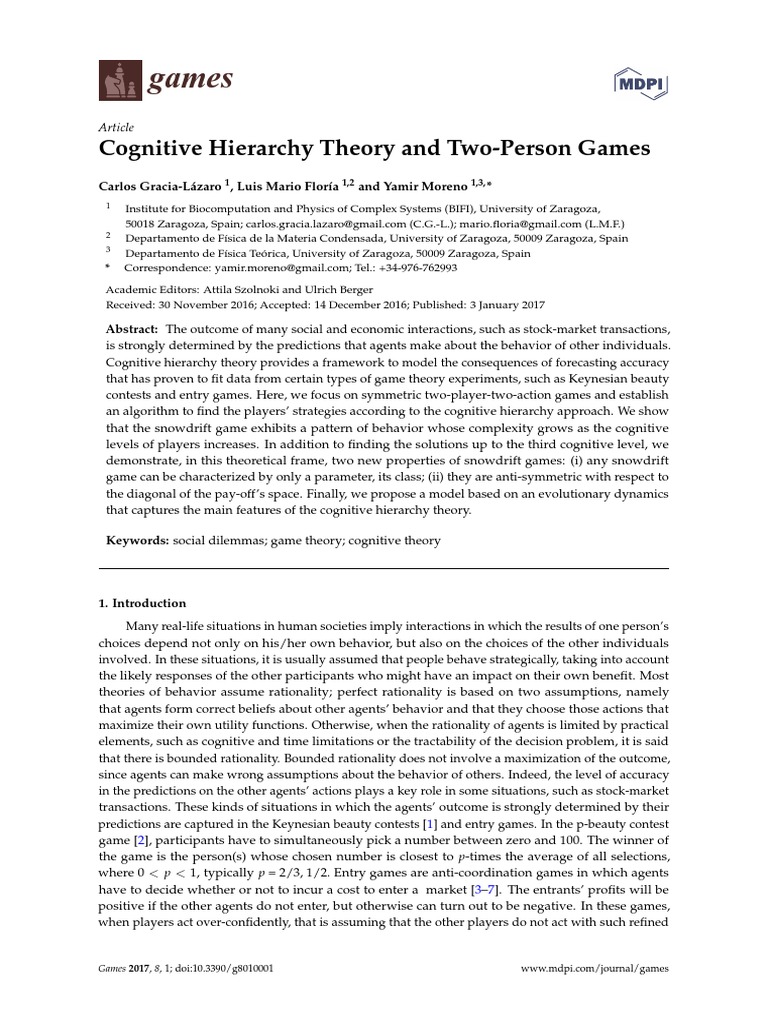 Cognitive Hierarchy Theory | PDF | Rationality | Game Theory