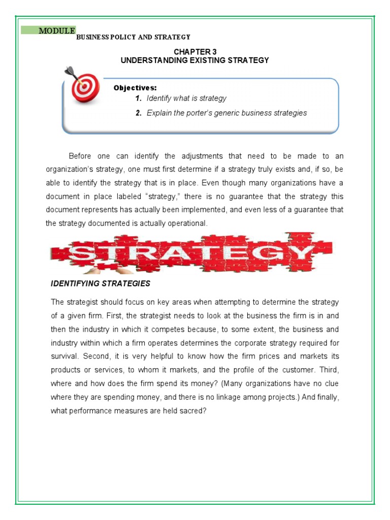 Understanding Existing Strategy | PDF | Strategic Management ...
