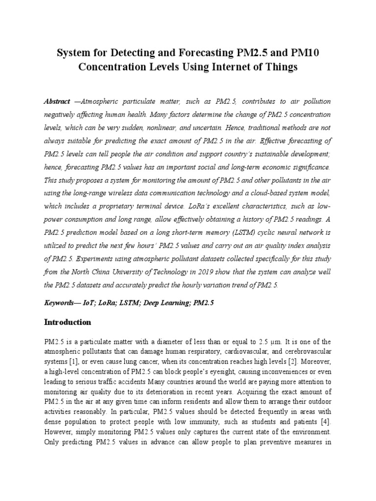 System For Detecting and Forecasting PM2.5 and PM10 Concentration Levels Using Internet of ...