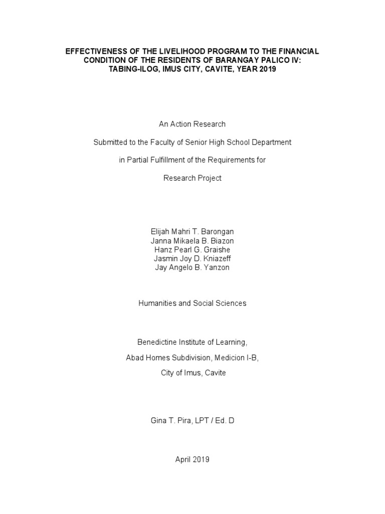 Livelihood Program in Barngay Palico IV, Imus, Cavite Conducted by ...
