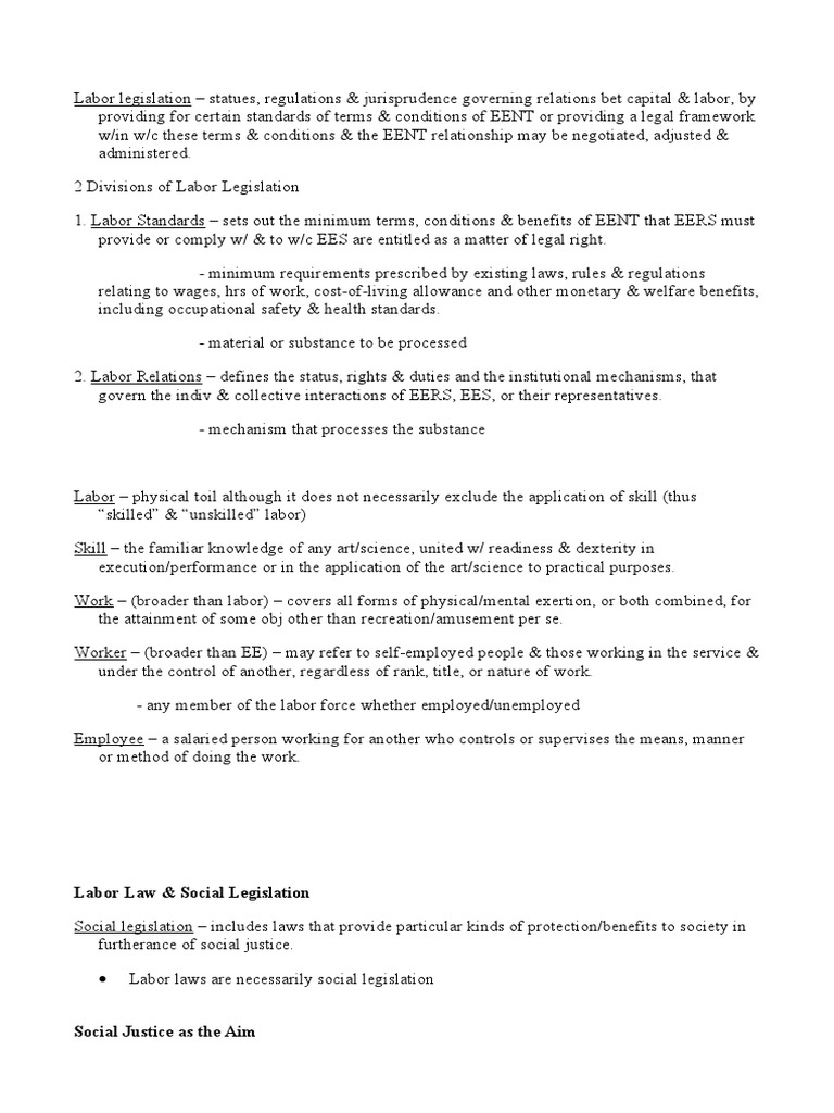 Labor Standards Azucena Notes | PDF | Leasehold Estate | Employment