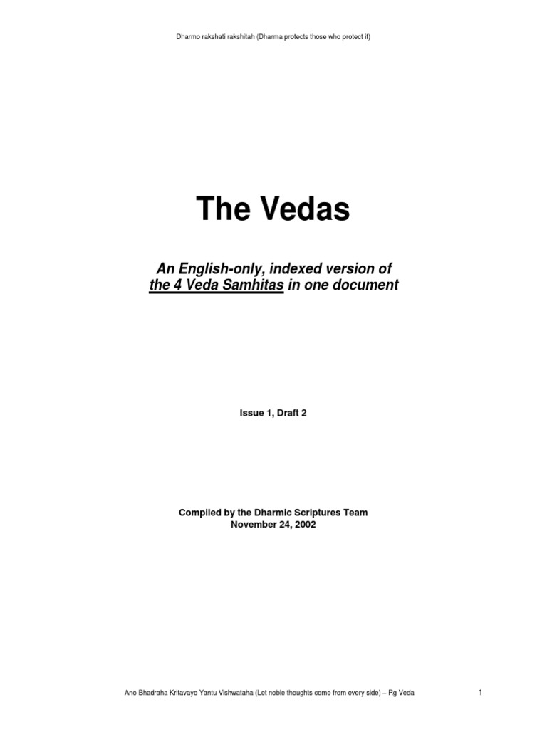 All The Four Vedas in One Full | PDF | Hindu Mythology | Hindu Deities