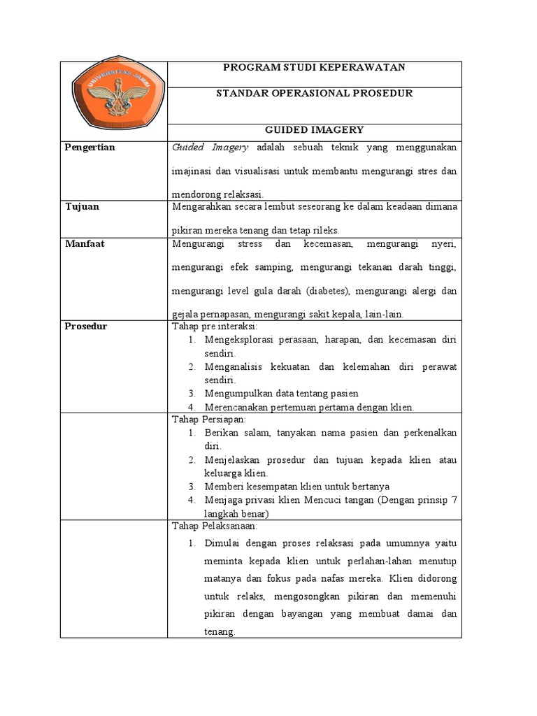 SOP GUIDED Imaginary Terapi | PDF