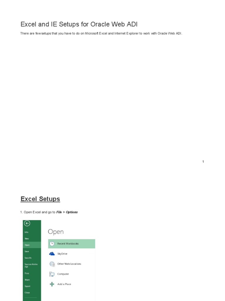 Generic Excel and IE Setups For Oracle Web ADI | PDF | Finance & Money ...