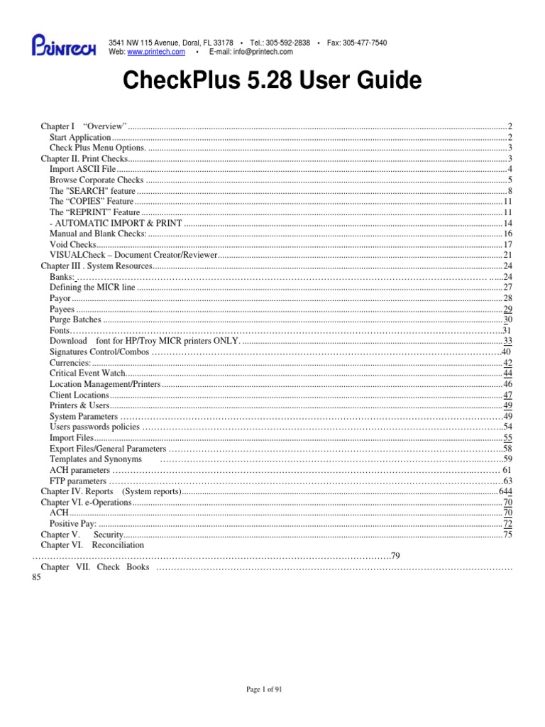 CheckPlus 5.28 User Guide Overview | PDF | Cheque | Signature