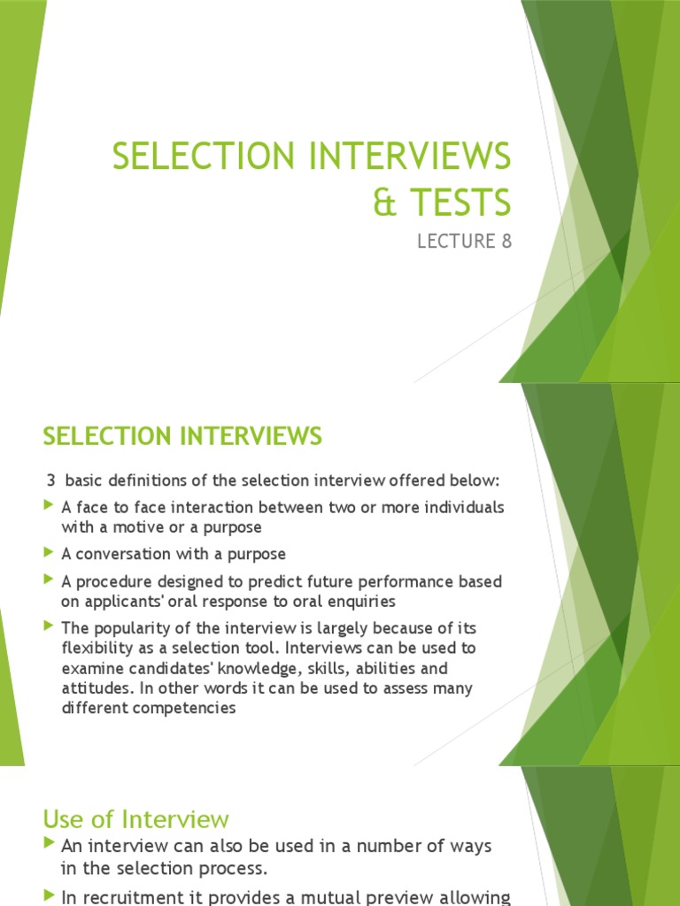 Selection Interviews & Tests | PDF | Test (Assessment) | Interview