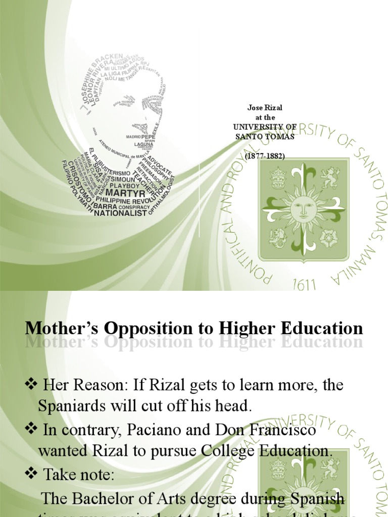 Jose Rizal at The University of Santo Tomas (1877-1882) | PDF