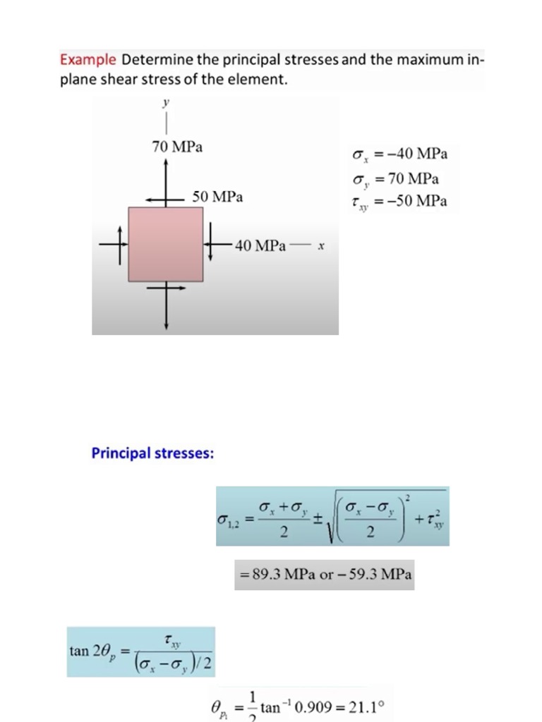Principle Stresses Calc. | PDF | Yield (Engineering) | Stress (Mechanics)