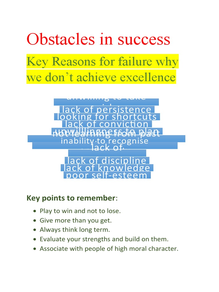 Obstacles in Success | PDF