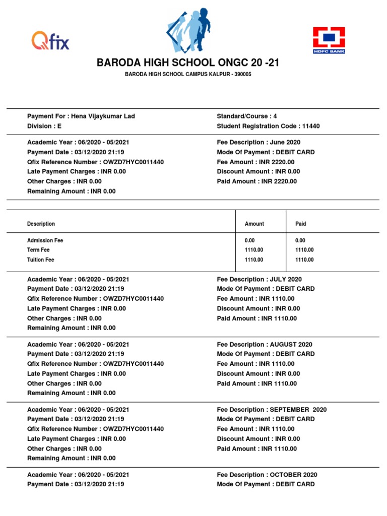 Qfix Payment Receipt Owzd7hyc0011440 | PDF | Payments | Fee