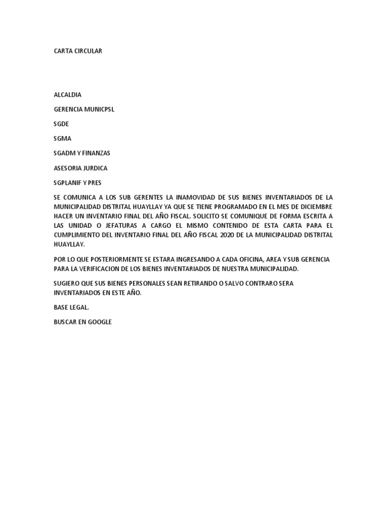 Carta Circular Modelo | PDF