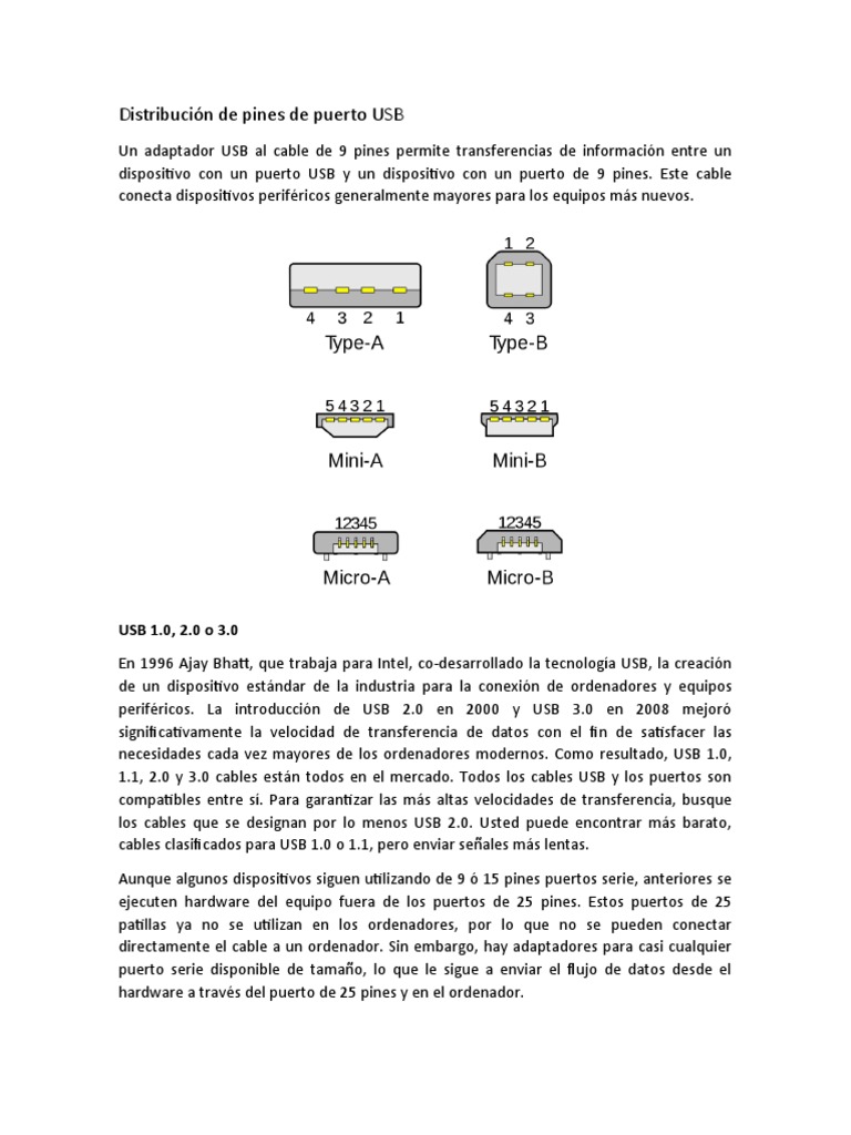 Distribución De Pines De Puerto Usb Pdf Usb Equipo
