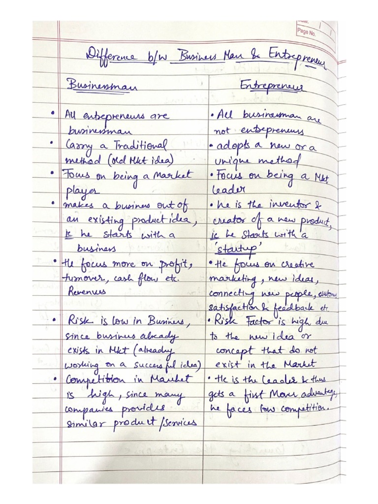 Difference - Businessman & Entrepreneur PDF | PDF