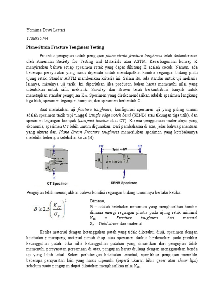 Plane-Strain Fracture Toughness Testing | PDF