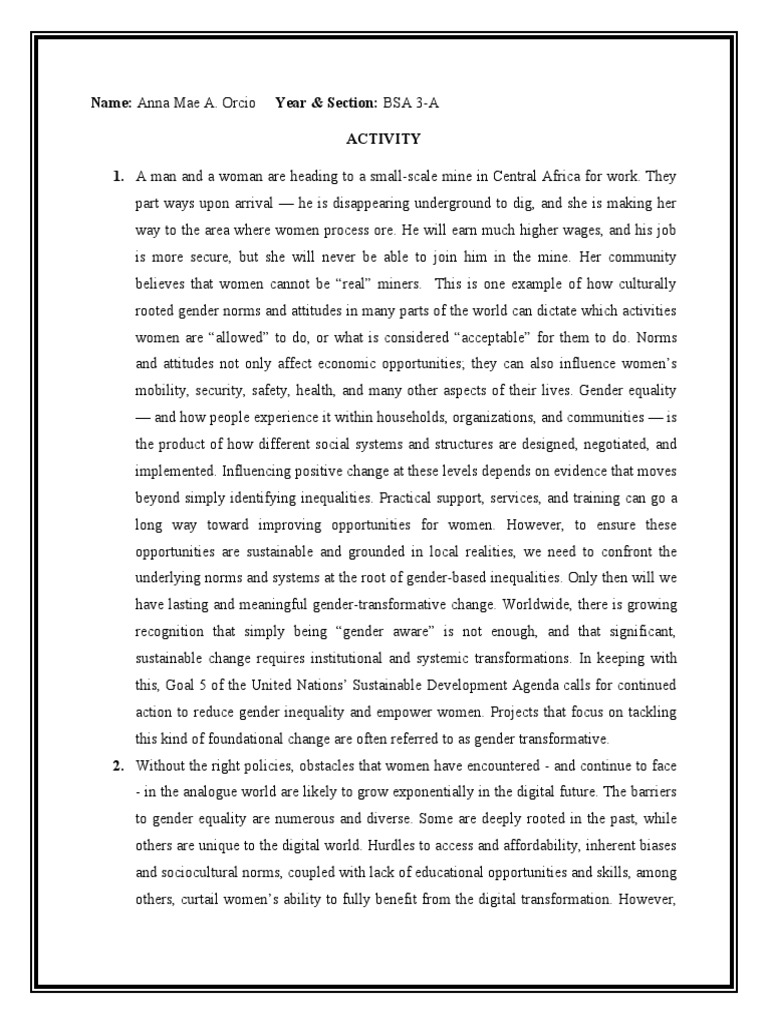 Name: Anna Mae A. Orcio Year & Section: BSA 3-A Activity 1. A Man and A ...