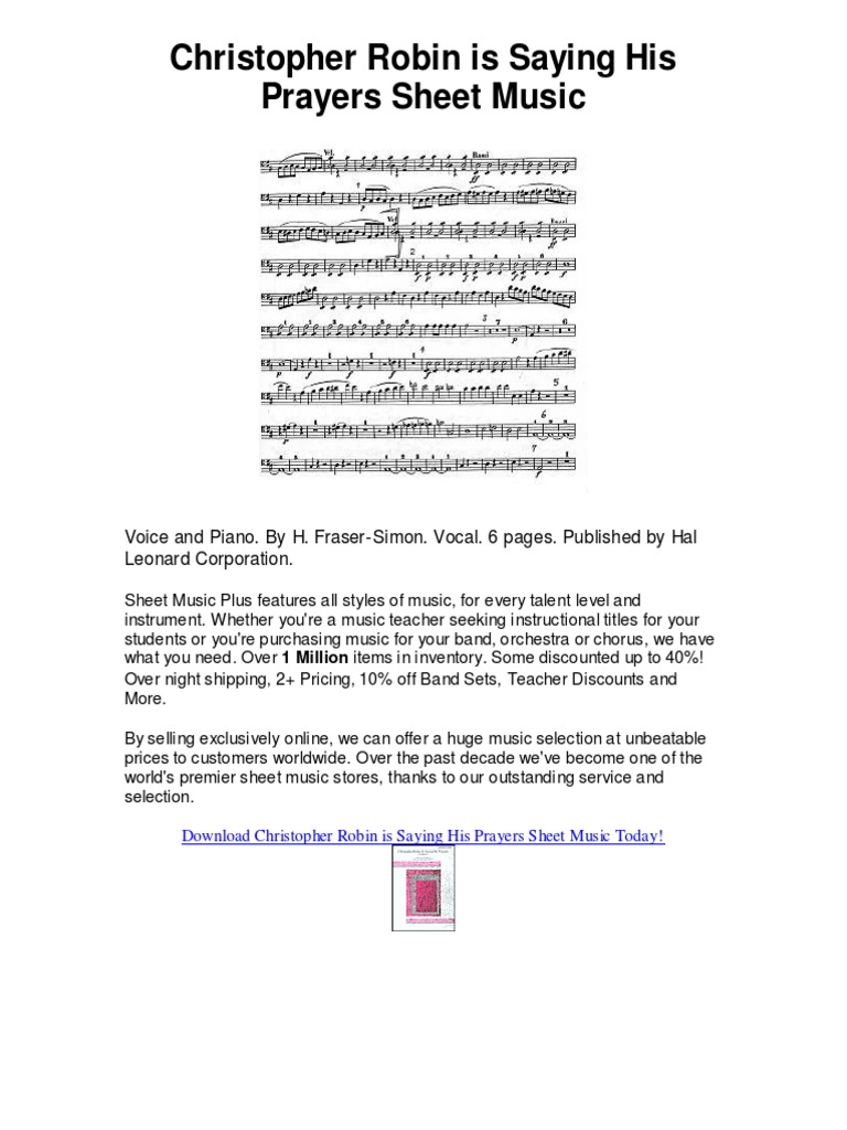 Christopher Robin Is Saying His Prayers Sheet Music - Piano Music ...