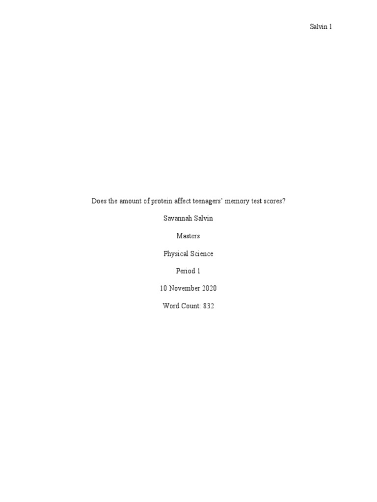 Savannah Salvin - Science Fair Research Paper Final Draft | PDF ...