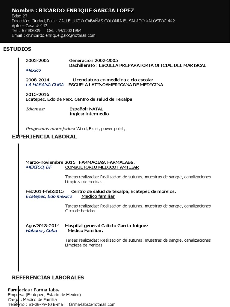 Curriculum Dr. Ricardo 1 | PDF