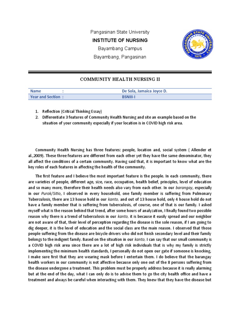 Features of CHN | PDF | Reason | Nursing