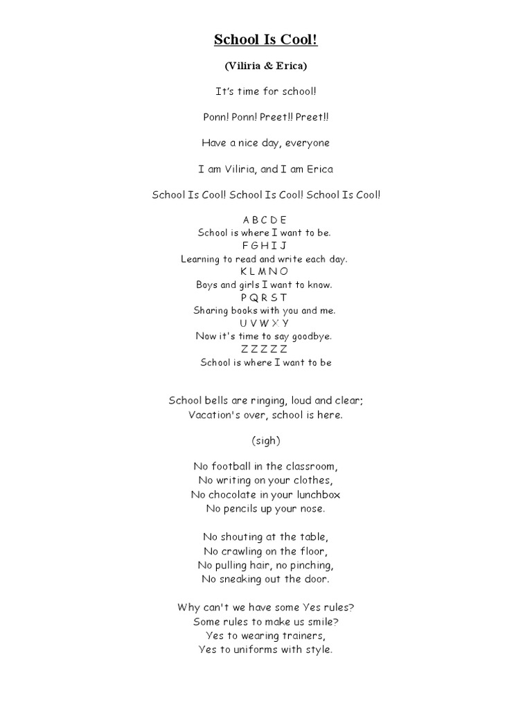 School Is Cool (Poem) | PDF