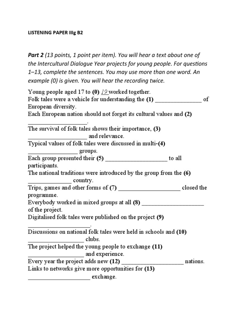 B2 Listening Paper IIIg: Intercultural Dialogue | PDF | Finance & Money ...
