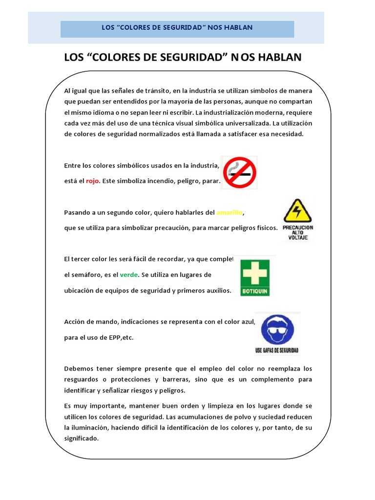 Significado de colores en seguridad laboral | PDF