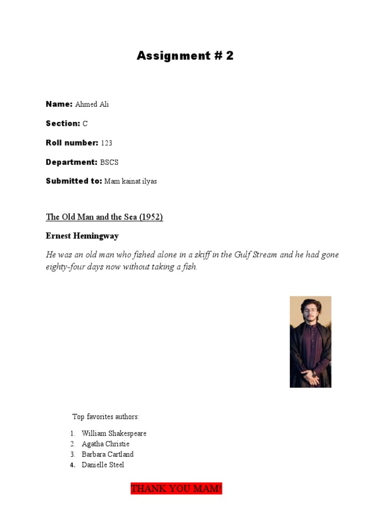 Assignment # 2: The Old Man and The Sea (1952) | PDF