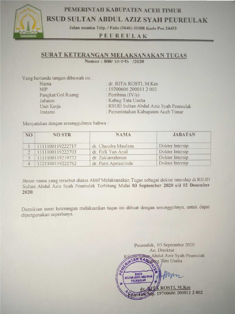 SPMT Aceh Rsud Sultan Abdul Azis Syah Firli Yan Arsil | PDF