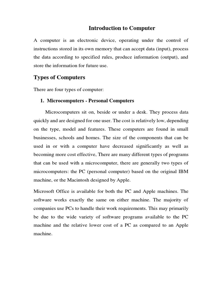 Overview of Computer Types and Components | PDF | Personal Computers ...