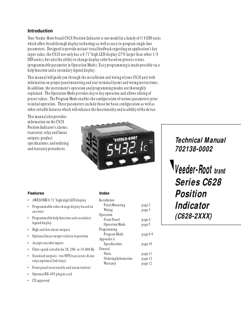 Veeder-Root C628 Position Indicator Manual | PDF | Parameter (Computer ...