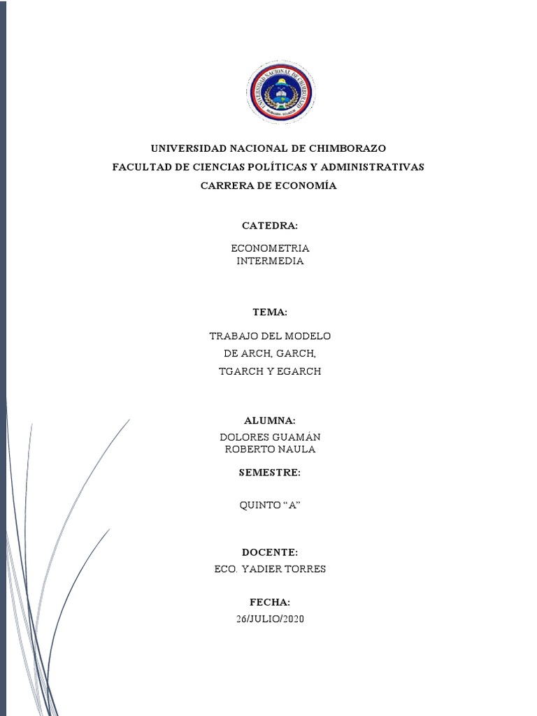 Trabajo Grupal-Modelo Arch, Garch | PDF | Volatilidad (Finanzas ...