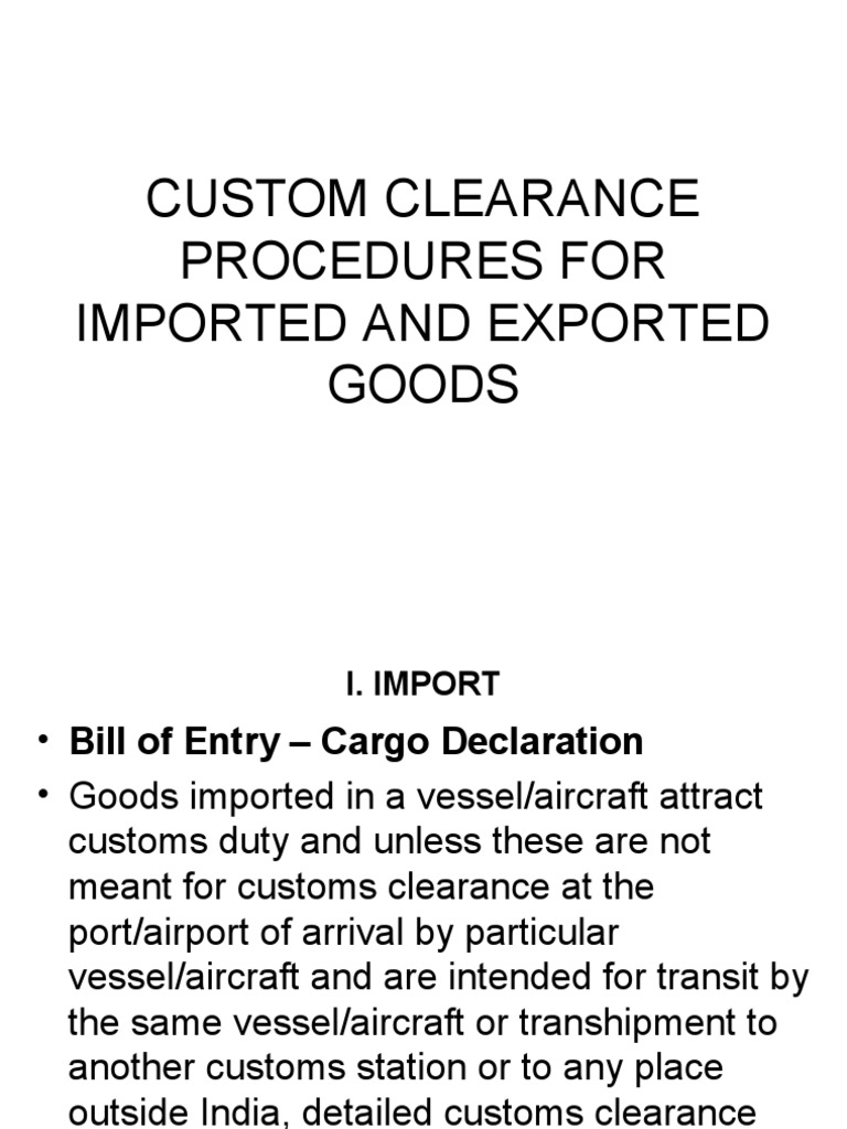 Customs Clearance Procedures in India | PDF | Electronic Data ...