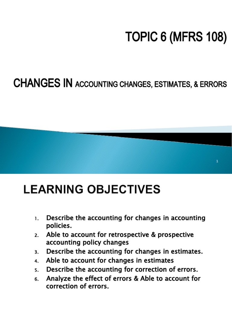 Topic 6 MFRS 108 Changes in Acc Policies, Estimates, Errors | PDF ...