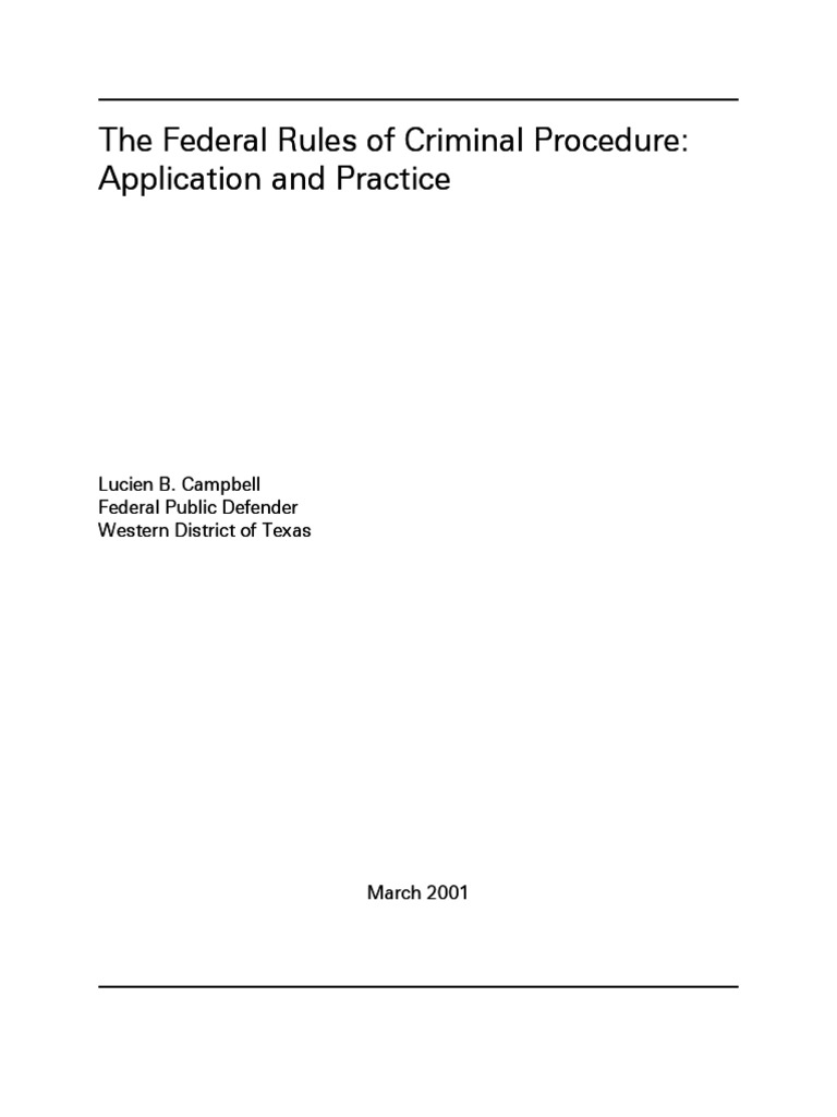 Federal Criminal Procedure Guide | PDF | Plea | Indictment