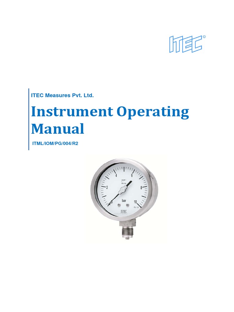 Pressure Gauge Operation Manual | PDF | Pressure Measurement | Calibration