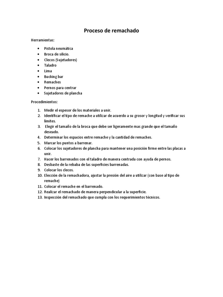 Proceso de Remachado | PDF
