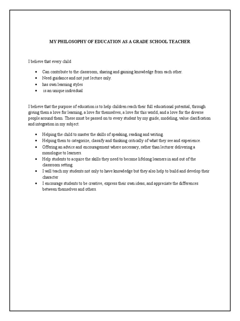 My Own Philosophy of Education | PDF