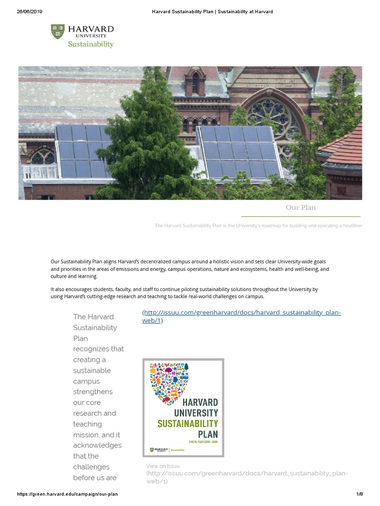 HARVARD - GREEN CAMPUS - Harvard Sustainability Plan | PDF | Green ...