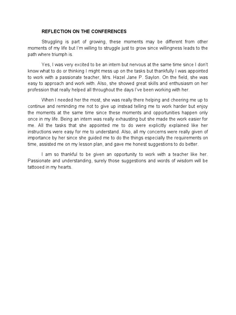 Reflection On The Conferences | PDF