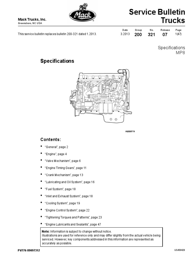 Mack ESPECIF-MP8 | PDF | Piston | Fuel Injection
