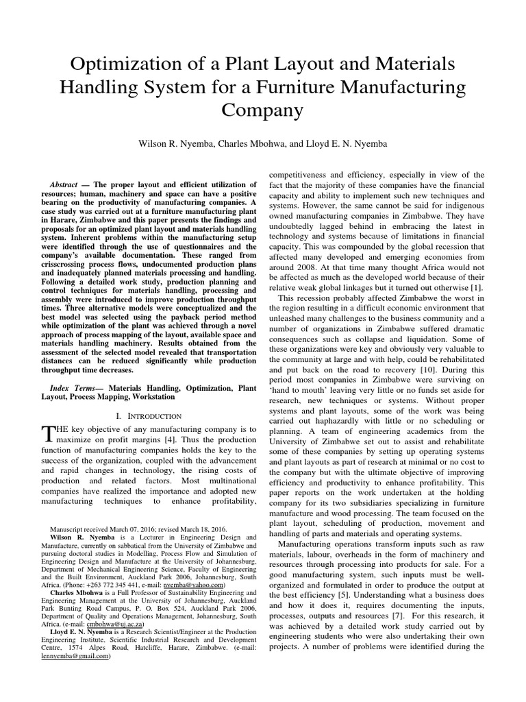 Optimizing Furniture Factory Layout | PDF | Mathematical Optimization ...