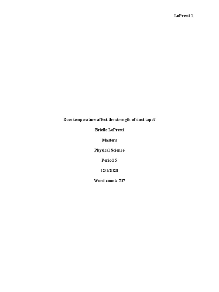 Brielle Lopresti - Science Fair Research Paper Rough Draft | PDF | Nature